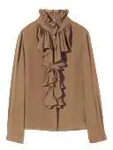 NILI LOTAN Lily Silk Blouse Cognac