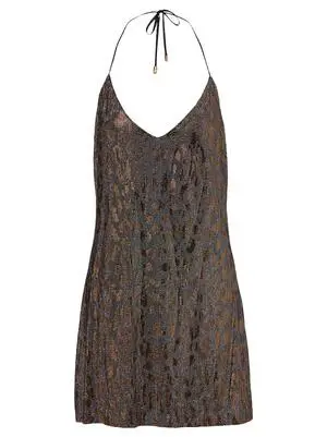 Roberto Cavalli Beaded Halterneck Slip Dress - Gold