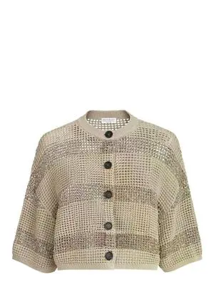 Brunello Cucinelli Striped Cropped Cardigan - Neutrals