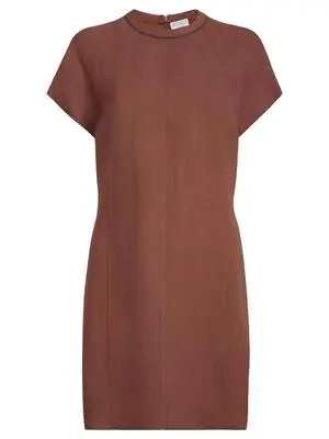 Brunello Cucinelli Mini Trim-detail Dress - Orange