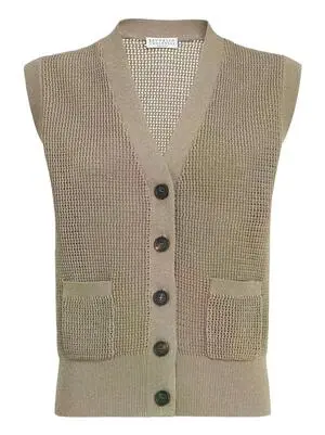 Brunello Cucinelli Buttoned Tank Top - Neutrals