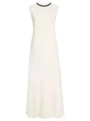 Brunello Cucinelli Contrasting-trim Midi Dress - Neutrals