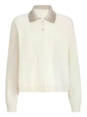 Brunello Cucinelli Sequin-collar Sweater - Neutrals