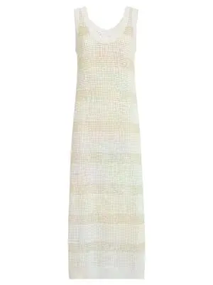 Brunello Cucinelli Striped Sleeveless Midi Dress - Neutrals