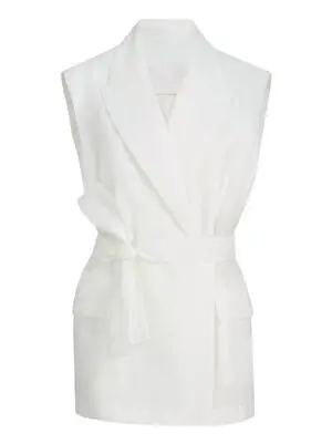 Brunello Cucinelli Belted Lapel Gilet - White