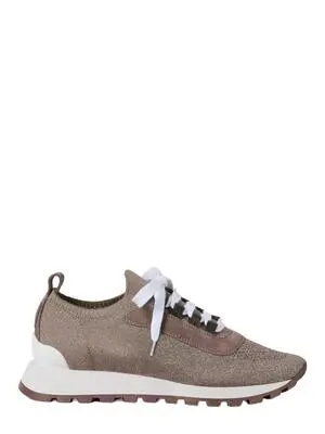 Brunello Cucinelli Sparkling Knit Sneakers - Brown