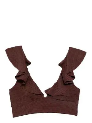DUSKII Frilled Swim Top - Brown