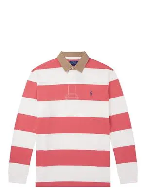 Polo Ralph Lauren Logo-embroidered Striped Cotton-jersey Rugby Shirt - Red