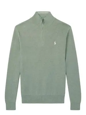 Polo Ralph Lauren Logo-embroidered Cotton Half-zip Sweater - Green