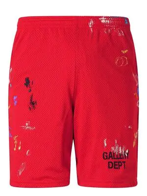 GALLERY DEPT. Studio Gym Paint-splattered Mesh Shorts - Red