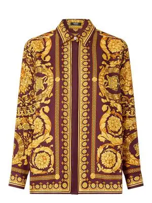 Versace Printed Silk-twill Shirt - Gold