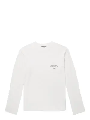 Acne Studios Edden U 1996 Logo-print Cotton And Hemp-blend T-shirt - White