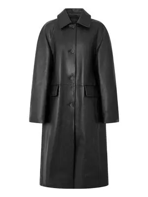 TOTEME Paneled Textured-leather Coat - Black