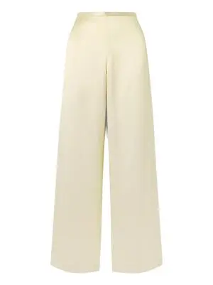 THE ROW Ardyn Hammered-silk Wide-leg Pants - Cream
