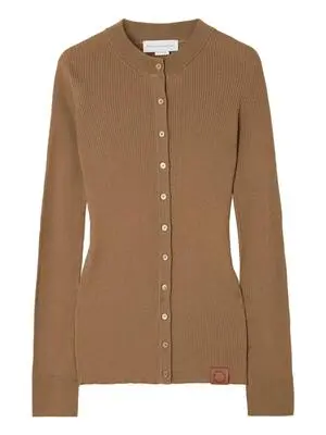 Stella McCartney Ribbed Wool Cardigan Tan
