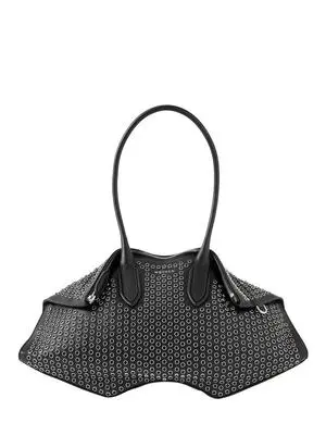 ALEXANDER MCQUEEN MCQUEEN Manta Eyelet-Embellished Leather Shoulder Bag