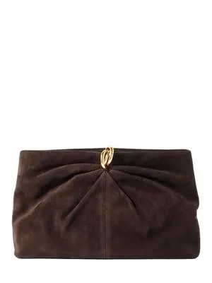 LOEFFLER RANDALL Corrine Gathered Suede Clutch - Brown