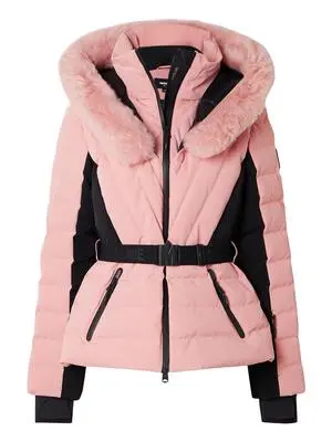 Mackage Elita Hooded Belted Quilted Down Ski Jacket - Pink