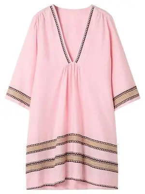 LEMLEM Belkis Striped Cotton Kaftan Pink