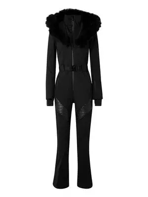 Mackage Elle Hooded Belted Shearling-trimmed Padded Ski Suit - Black
