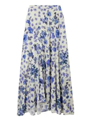 Isabel Marant Sakura Pleated Floral-print Midi Skirt - Blue