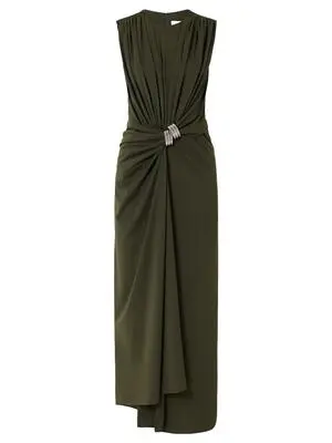 Brandon Maxwell The Serena Draped Embellished Jersey Gown - Green