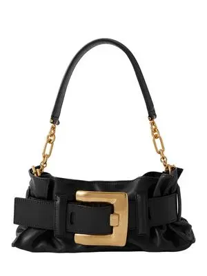 Balmain Anthem Buckled Leather Shoulder Bag - Black