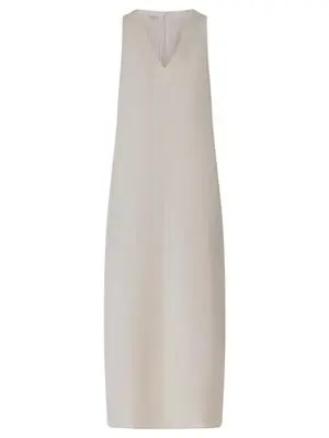 Brunello Cucinelli Crepe Midi Dress - Cream