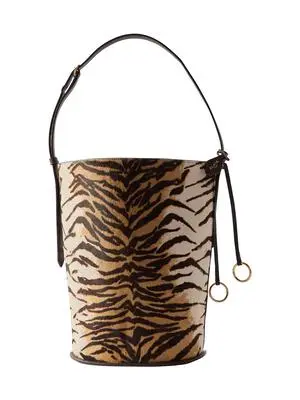 Alaïa Small Tiger-Print Calf Hair Tote Zebra Print