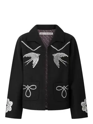 Alix Of Bohemia Francis Lovebird Embellished Silk Jacket - Black