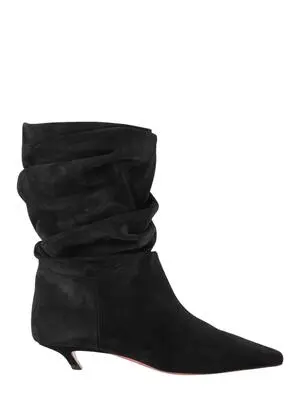 Amina Muaddi Jamie Ruched Ankle Boots - Black