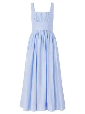 Aje Mist Pleated Paneled Lyocell-blend Midi Dress - Blue