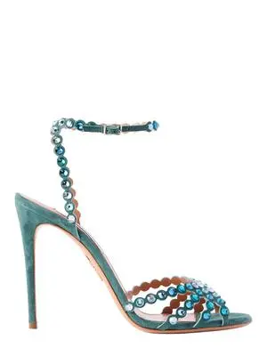AQUAZZURA Tequila 105 Crystal-embellished Leather Sandals - Blue
