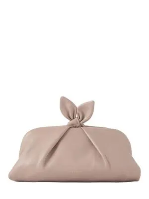 AQUAZZURA Bow Tie Pleated Leather Clutch - Pink