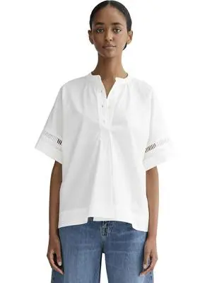 Everlane Lace Trim Popover Shirt White