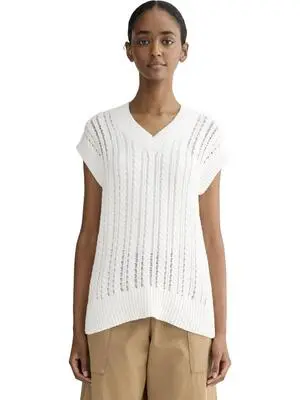 Everlane Mesh Cable Knit Sweater Vest - White