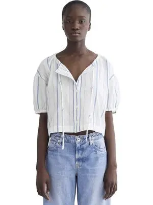 Everlane Gauze Button-up - Bone/dutch Blue
