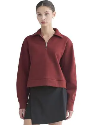 Everlane Luxe Fleece Zip Polo - Merlot