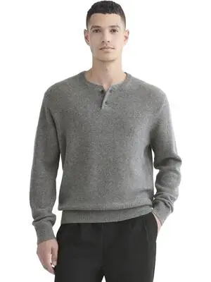 Everlane Wool Cashmere Henley Sweater - Heather Charcoal