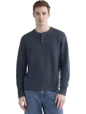 Everlane Wool Cashmere Henley Sweater - Indigo