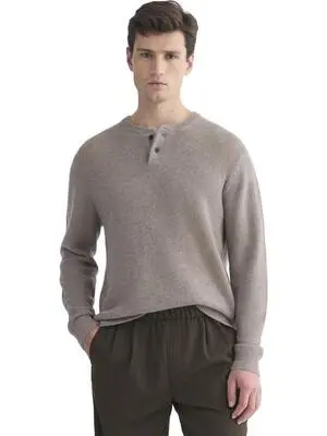 Everlane Wool Cashmere Henley Sweater - Light Heathered Taupe