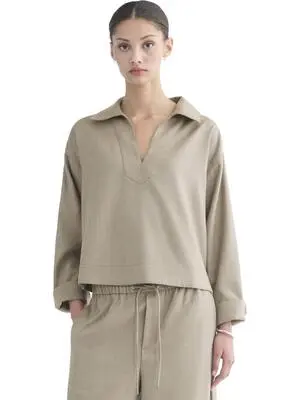 Everlane Tailor Twill Wool Overshirt - Light Taupe