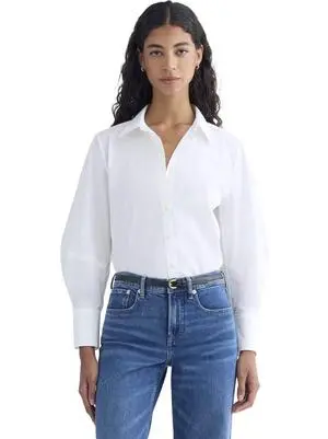 Everlane Lantern-sleeve Shirt In Lightweight Cotton - White
