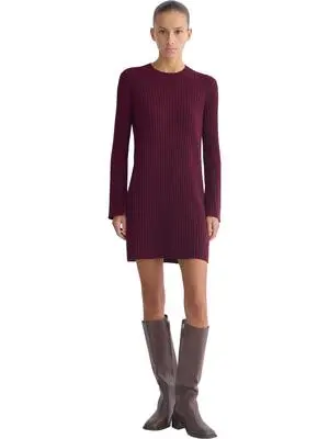 Everlane Cashmere Long-sleeve Mini Dress - Deep Plum