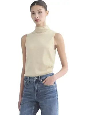 Everlane Cashmere Funnel-neck Tank Top - Heather Light Camel