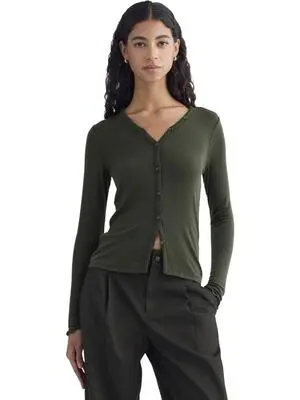 Everlane Sheer V-neck Cardigan - Dark Green