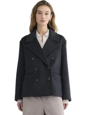 Everlane Rewool Short Pea Coat - Deep Navy