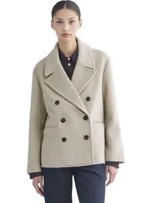Everlane Rewool Short Pea Coat - Heather Wheat