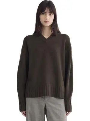 Everlane Extrafine Luxe Merino Wool V-neck Sweater - Coffee Bean