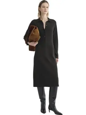Everlane Cashmere Polo Midi Dress - Black